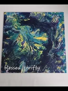 Art | Abstract Fluid Art Painting In Blue And Yellow | Poshmark